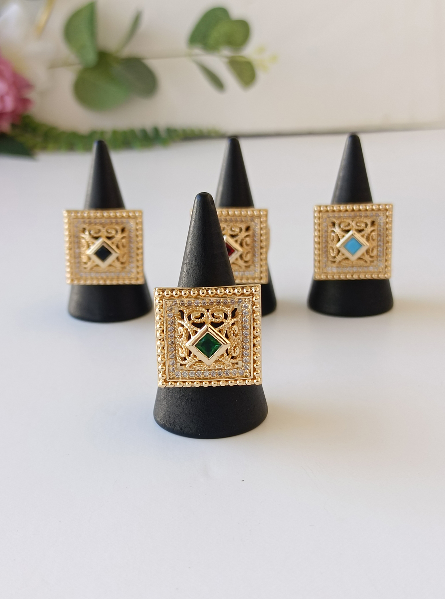 Set of 4 rings High quality set of 4 rings with colors red, black ...