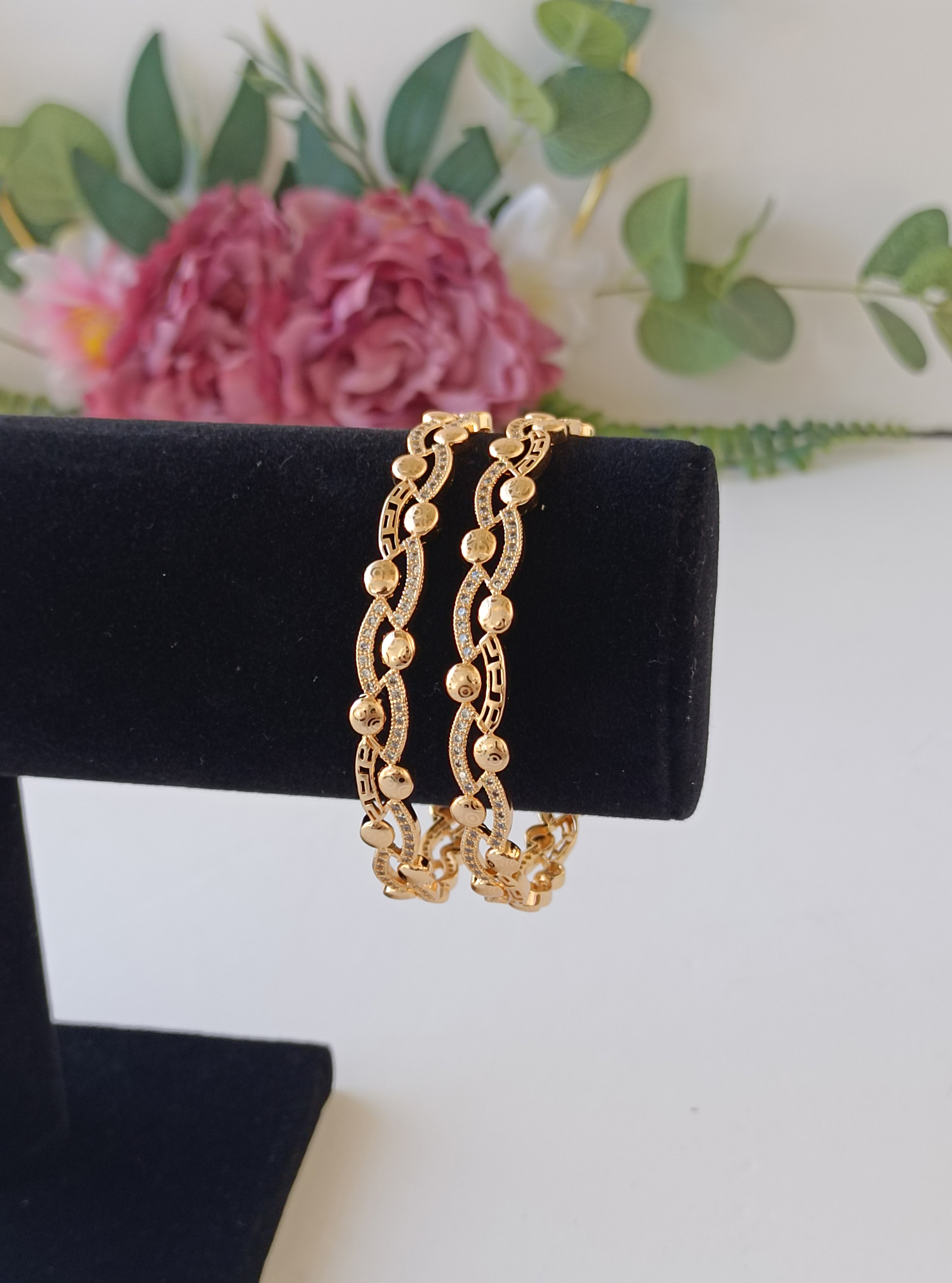 Set of 2 This is set of 2 bangles. Stones studded beautiful bangles ...