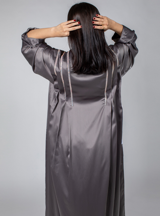 Jewel Abaya Armani satin classy abaya with emblished drapes on ...