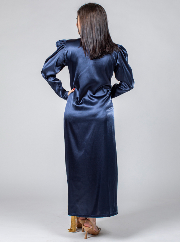 Aram dress Navy silk satin dress with fringes details Dresses from ...