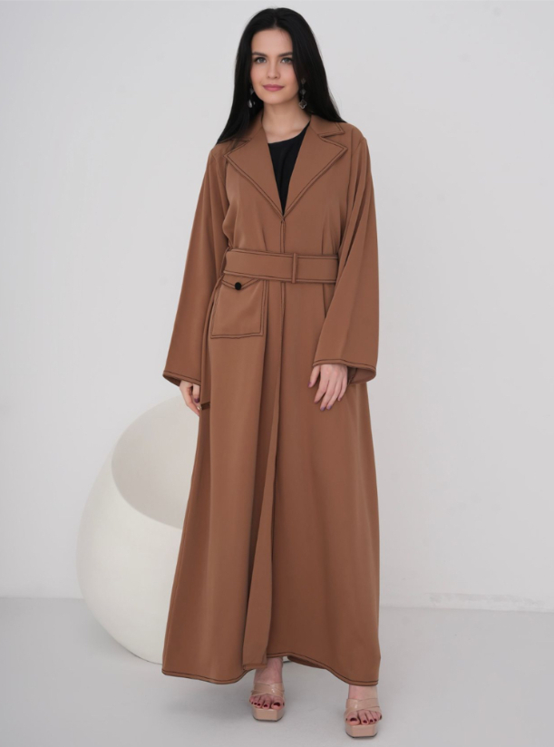 The CEO - Camel Camel Brown Abaya with Blazer Cut and Matching ...