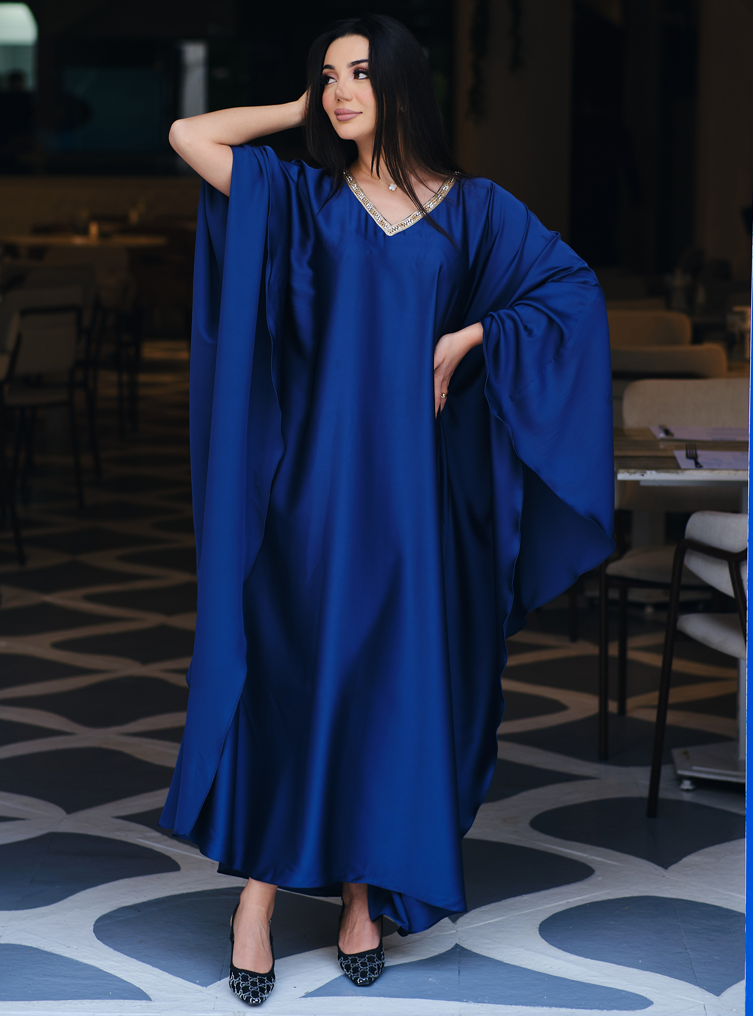 Yaqoot Kaftan Blue Sapphire Yaqoot Silk Kaftan Kaftans from Leydi ...