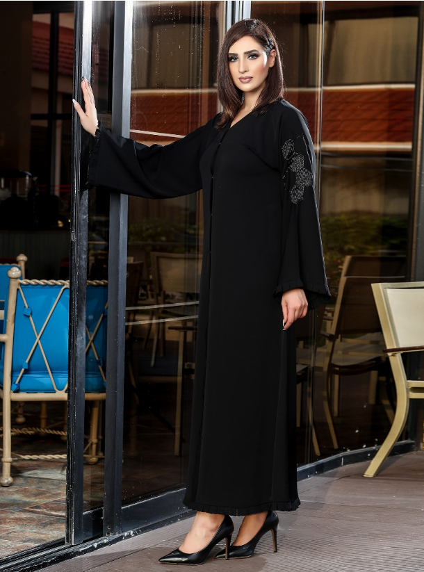 Black Hexagon Hand embroidered black abaya looks stunning and gorgeous ...