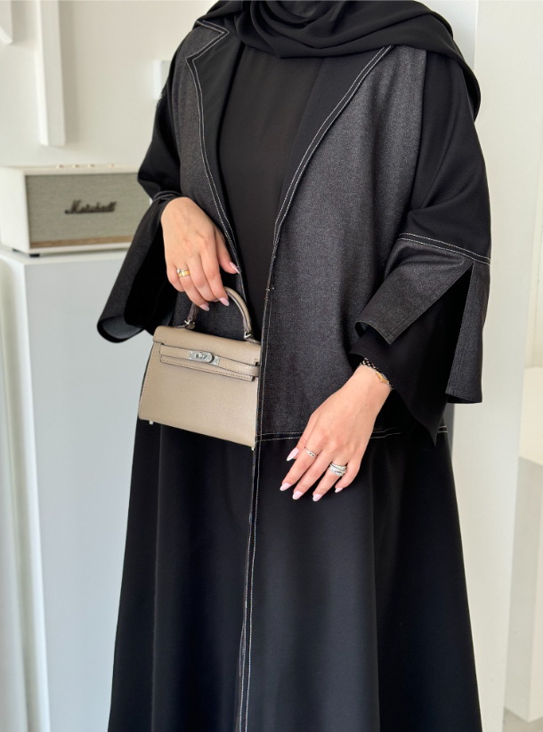 Jeans abaya Black Abaya With Matching Headscarf Abayas from Jewel Design at Boksha