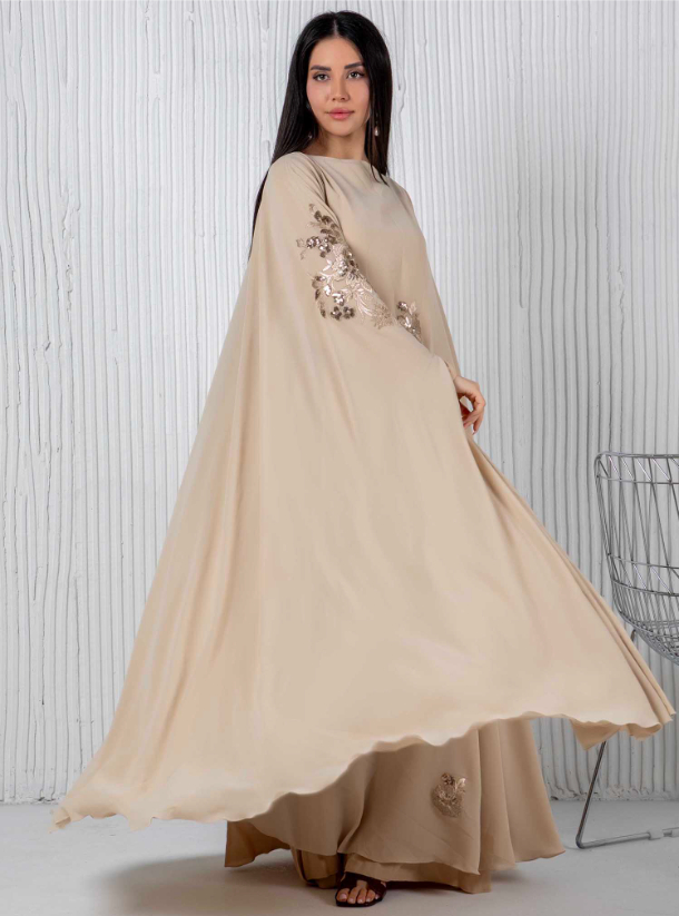 Cape Gown Cape Gown Kaftan with Embellishments and Embroidery Kaftans from Tahoor Studio at Boksha