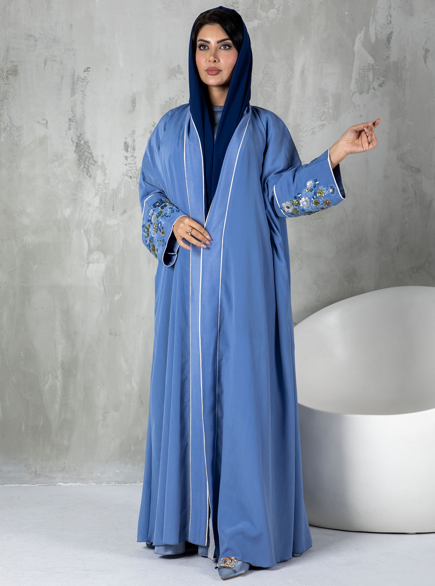 Abaya Set Elegant Blue Abaya with embellished sleeves. Abayas from ...