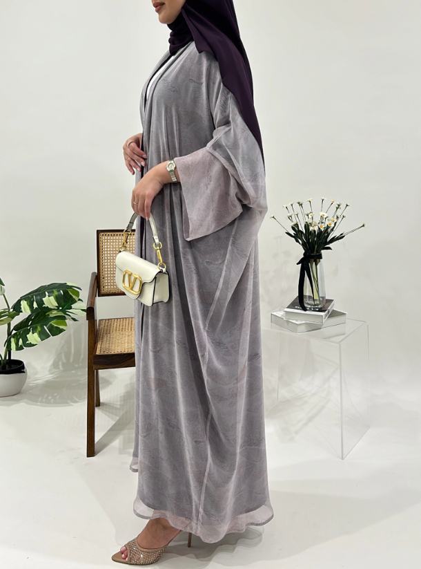 FAB021 Mauve Abaya with Matching Headscarf Abayas from Fab Abayah at Boksha