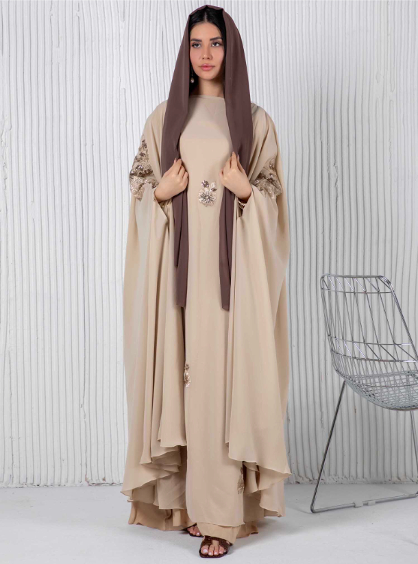 Cape Gown Cape Gown Kaftan with Embellishments and Embroidery Kaftans from Tahoor Studio at Boksha