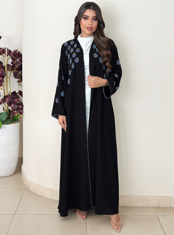 Blue ladybug Black Abaya With embellishments and a matching headscarf ...