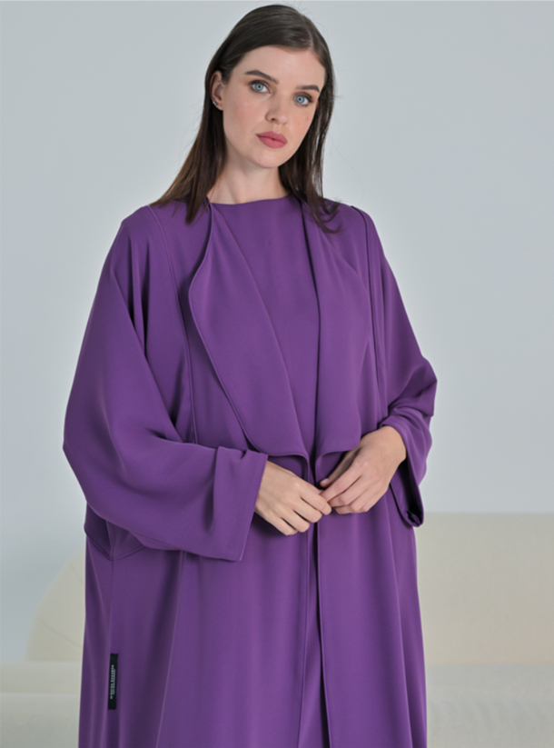 ASTER Versatile crepe abaya and dress set with piping accents Abayas from Nishida Shaheen at Boksha