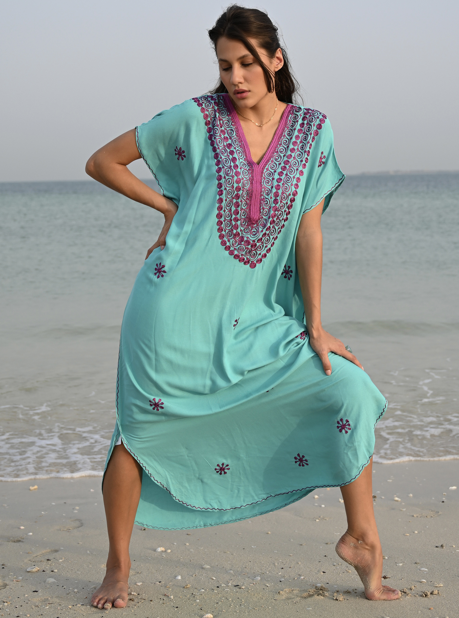 AURORA KAFTAN 6 Loose-fit kaftan features playful embroidery and is ...