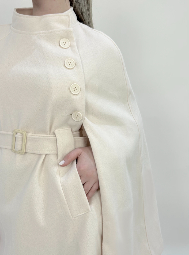 Jacket Off-white long jacket with belt Travel Wear from Dan at Boksha