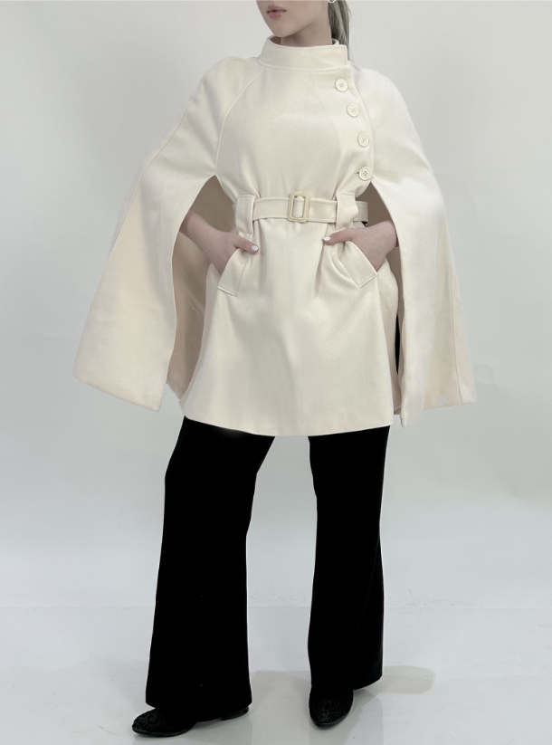 Jacket Off-white long jacket with belt Travel Wear from Dan at Boksha