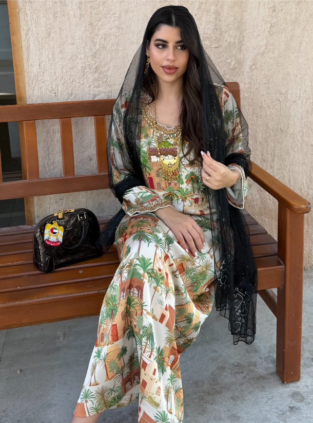 UAE tule sheila Tule headscarf with stones for UAE national day ...