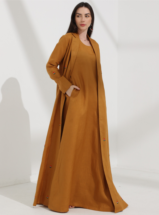 MY Linen Abaya Casual Mustered Yellow Watermelon Linen Abaya Abayas ...