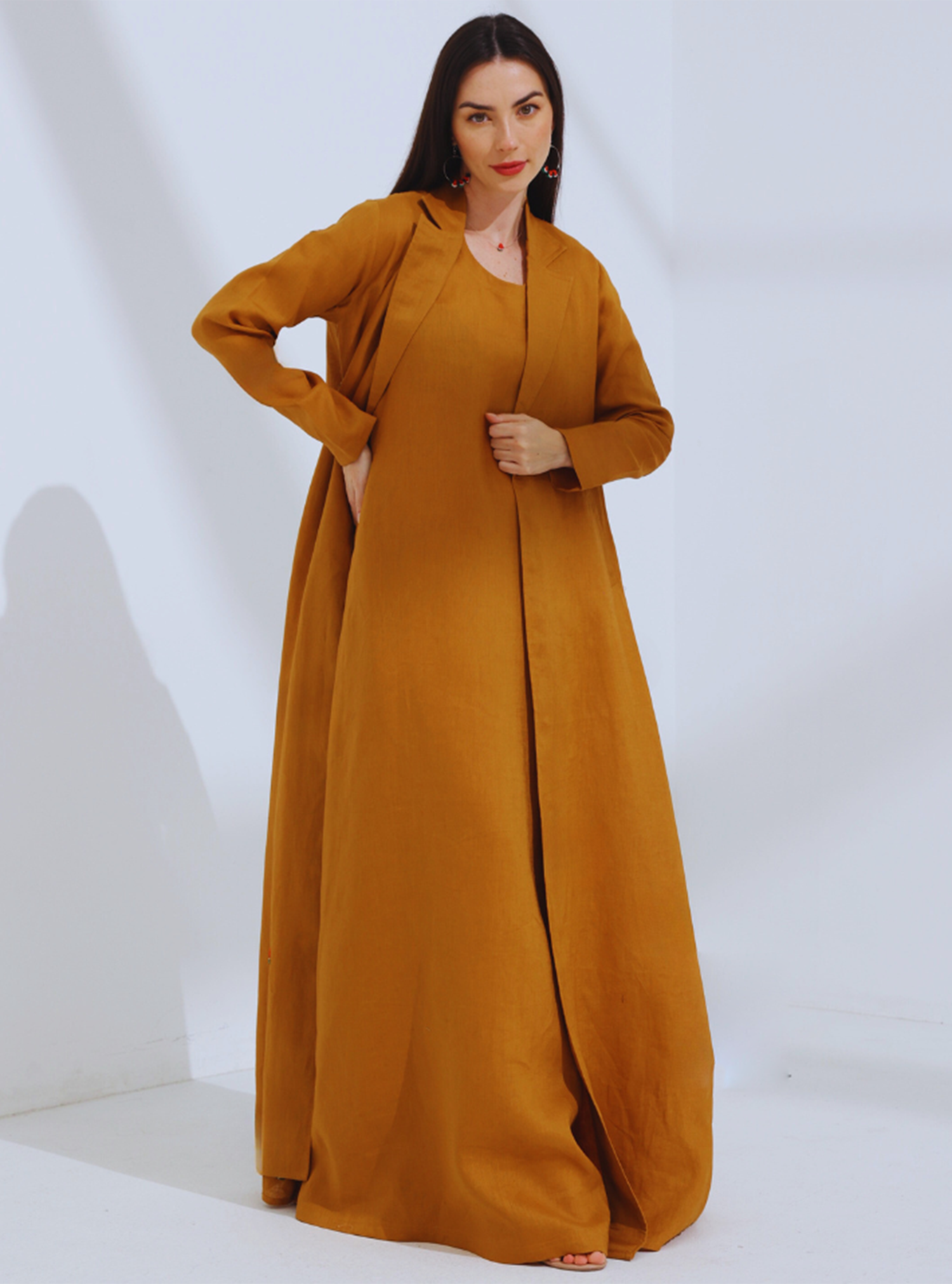 MY P Linen abay Mustard Yellow Plain Linen Abaya Abayas from Shehna ...