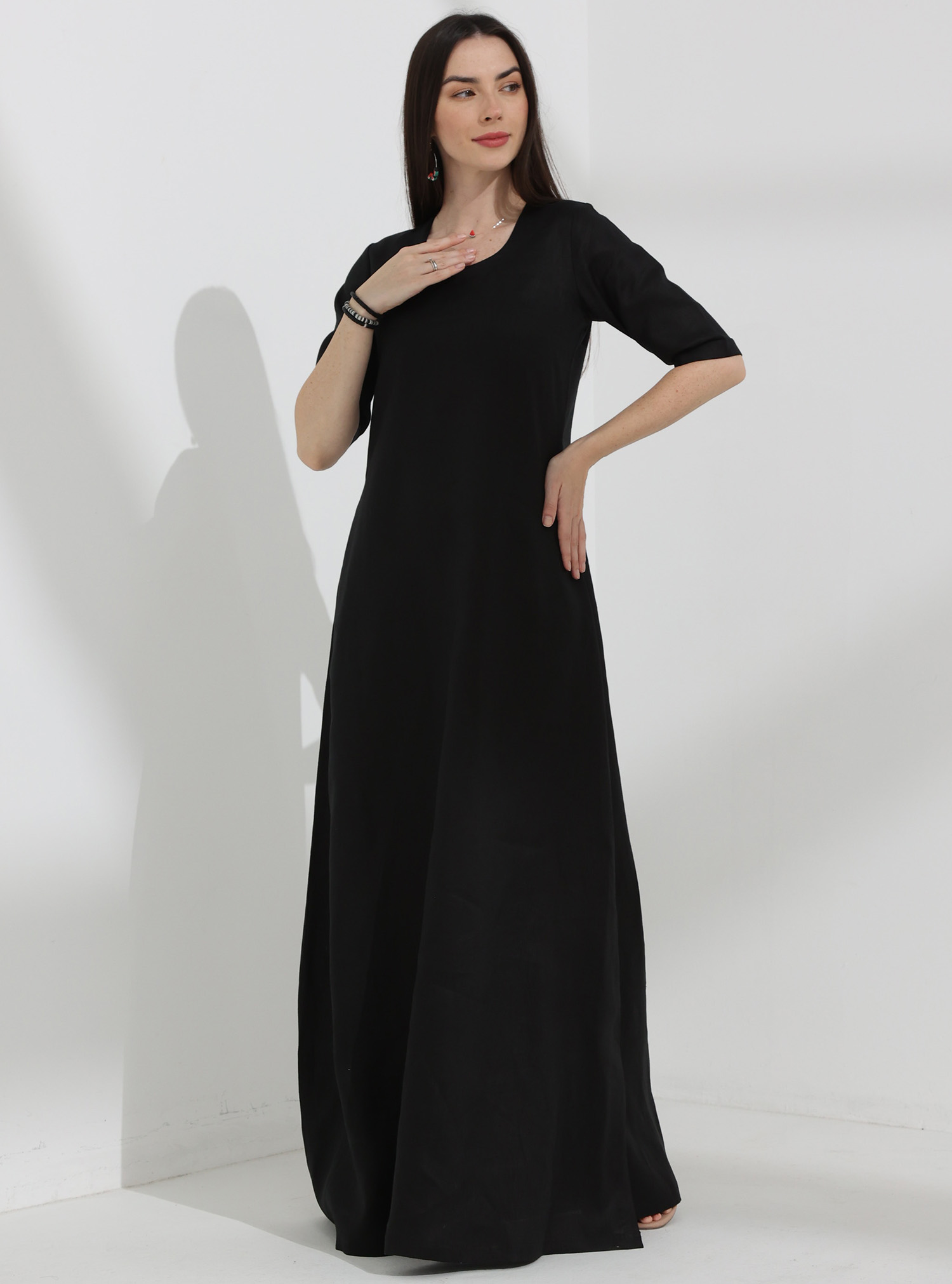 B Linen dress Black Linen InnerDress Dresses from Shehna Hussain at Boksha