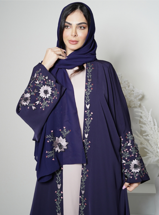 Hand Made Abaya Embroidery and Handmade Abaya With Matching Headscarf ...