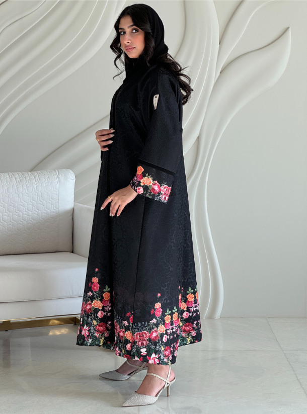 Floral Abaya Floral light Abaya With Matching Headscarf Abayas from Telas Line at Boksha