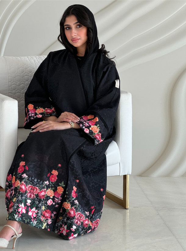 Floral Abaya Floral light Abaya With Matching Headscarf Abayas from Telas Line at Boksha