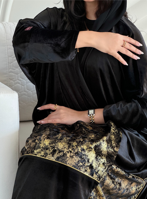 Velvet Abaya Velvet Wrap Abaya With Matching Headscarf Abayas from Telas Line at Boksha
