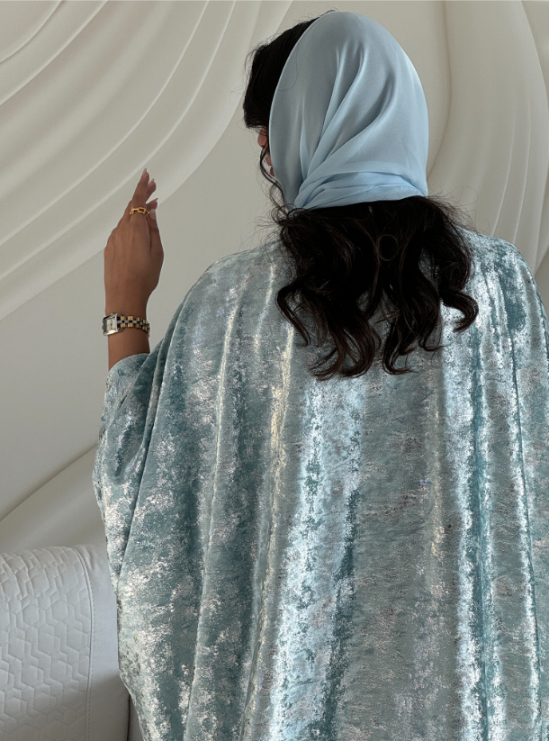 Velvet Abaya Velvet Wrap Abaya With Matching Headscarf Abayas from Telas Line at Boksha