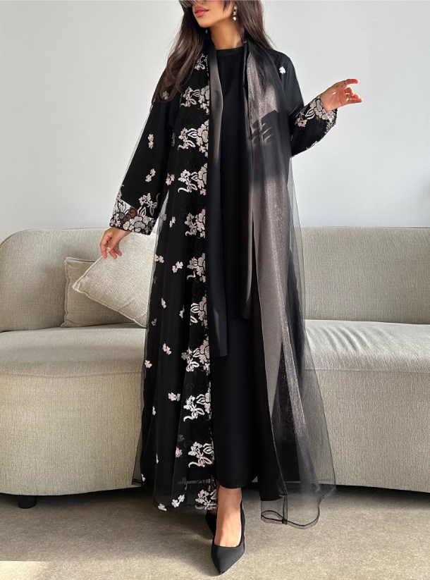 Black Abaya Elegant Black Abaya:Made from Cool Black Birdie Fabric ...
