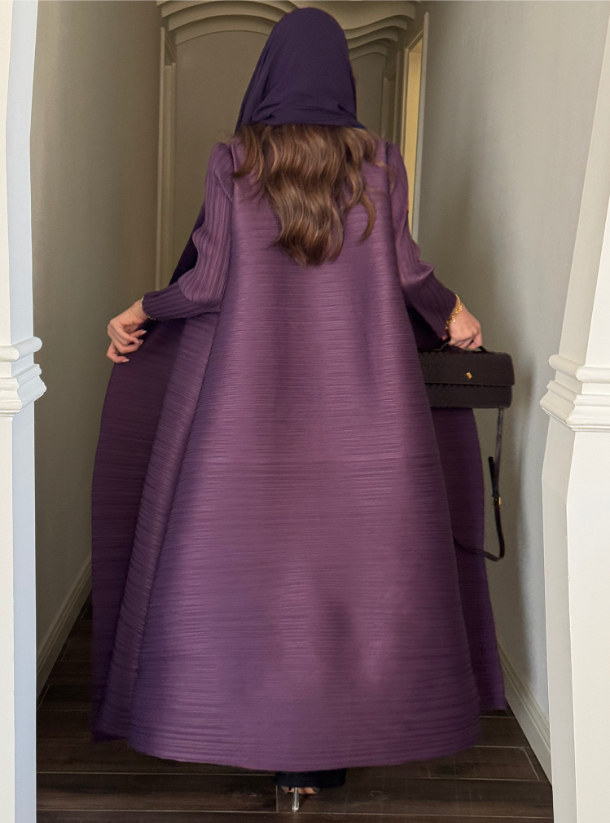 P-Purple Patterned Abaya With Matching Headscarf. Abayas from jinan Alali Boutique at Boksha