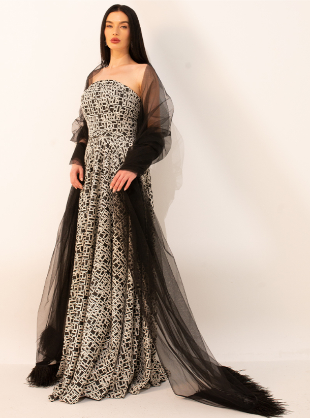 EMMA DRESS Elegant dress with intricate patterns, radiating glamour in ...