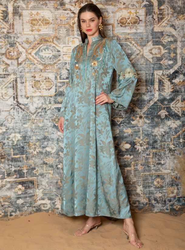 Azure Grace Elegant Jalabiya from Jawhara Eid collection. Kaftans from ...