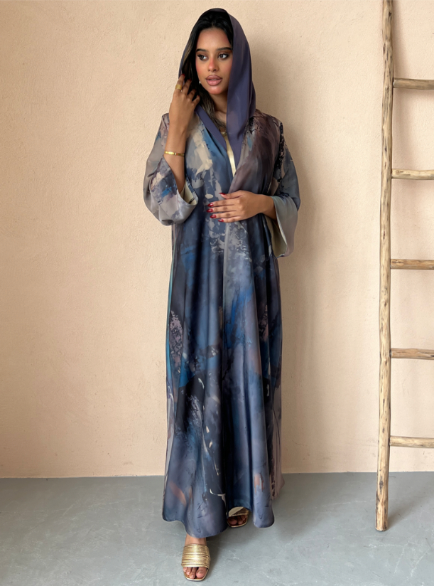 MEI530 Aurora Abaya in Stormy Blue Grey (READY TO SHIP ️) Length 56 ...
