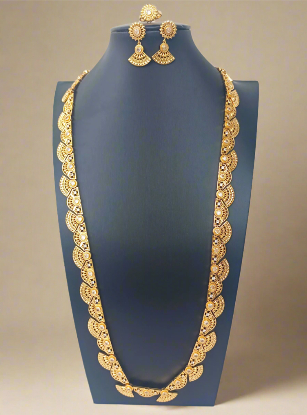 Long Mala Set Stones studded very delicate design long mala set with ...