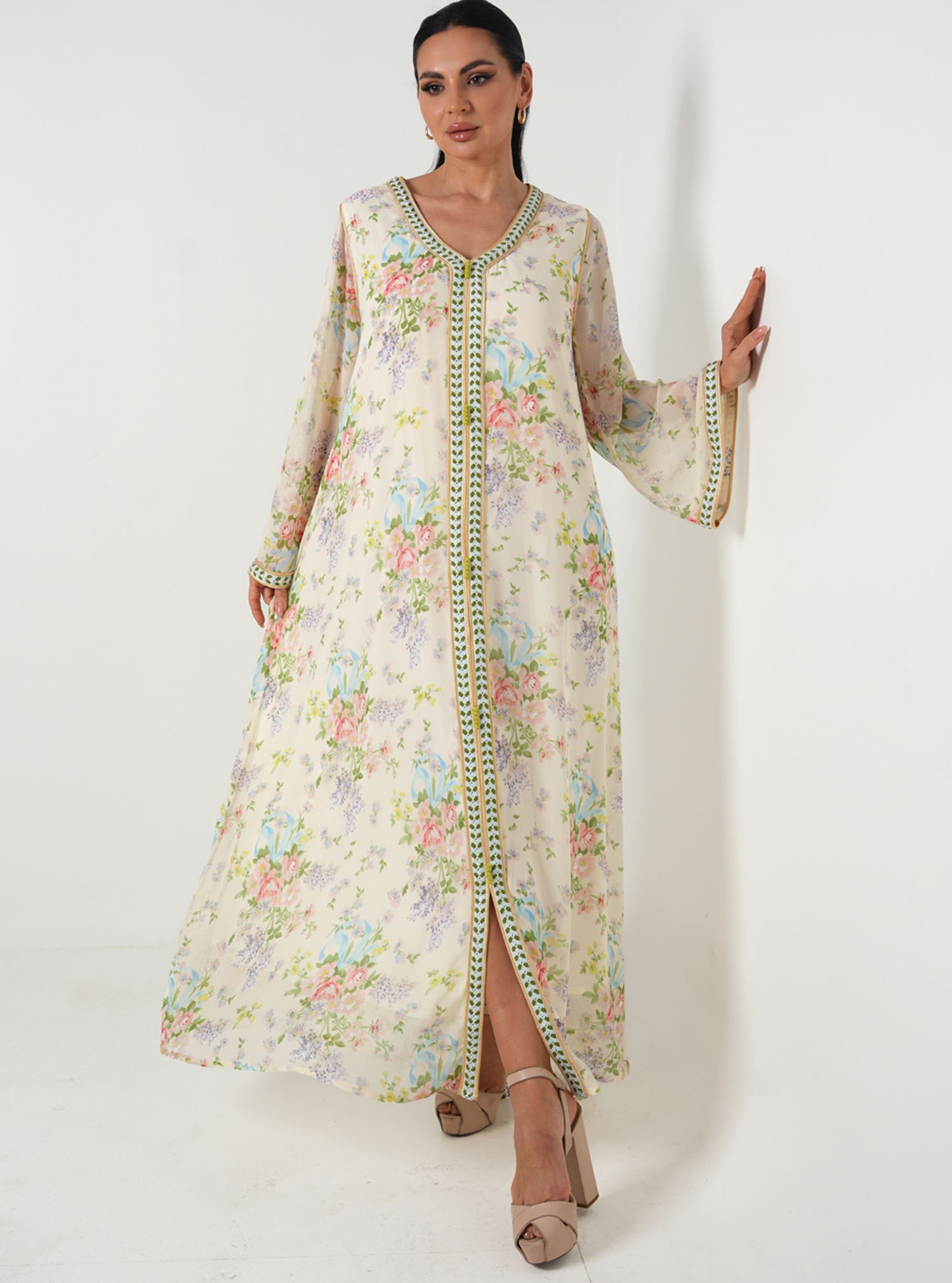 Feb 2025 Patterned Chiffon Kaftan Kaftans from Elan atelier at Boksha