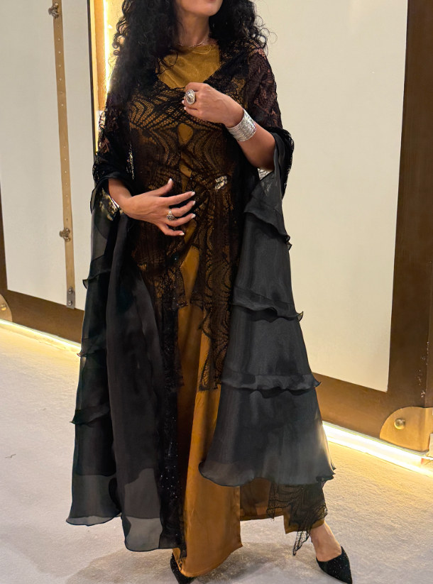 Eid abaya Elegant Black organza Abaya Abayas from Lines By Fatma Hamed ...