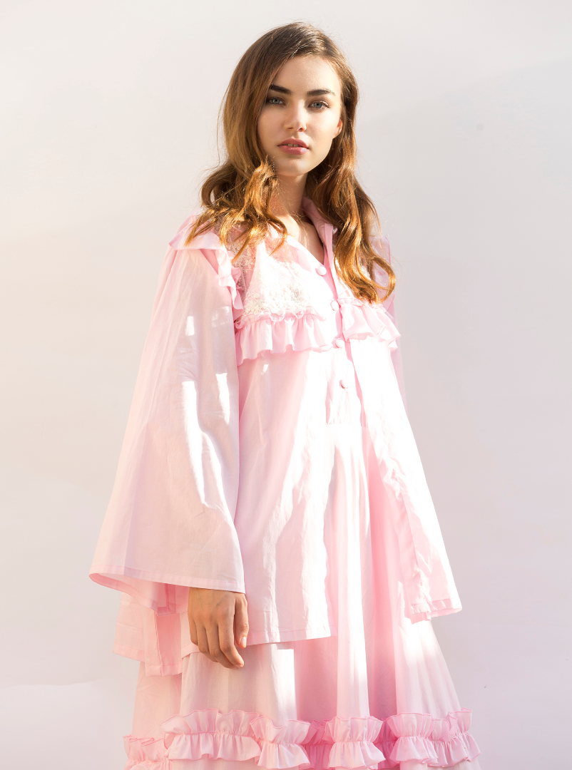 Rose Nightgown Rose night gown in pink, a two piece set, suitable for ...