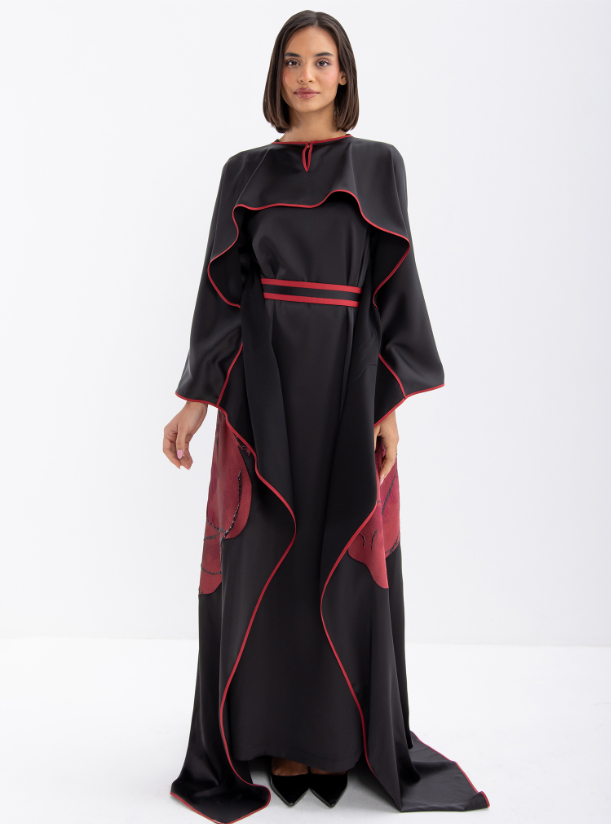 Noir Bloom cape flora Kaftan with dress and belt Kaftans from Lara Ali ...