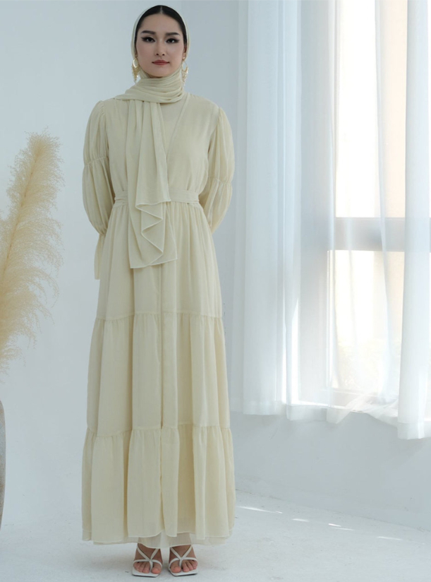 Boho abaya set Four piece bohemian abaya set with 1)Tiered abaya 2)full ...