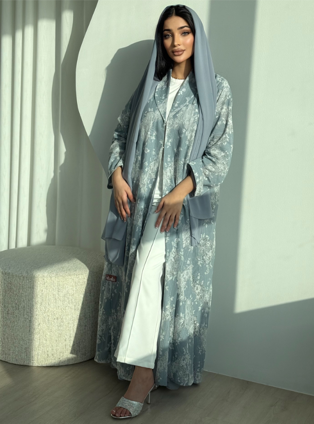 Dantail Elegant abaya with lilen line fabric Abayas from Shalla line at Boksha