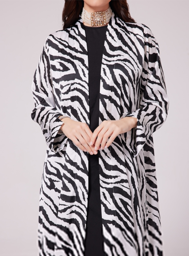 Zebra Modern Abaya white zebra in signature silk perfect for spring ...