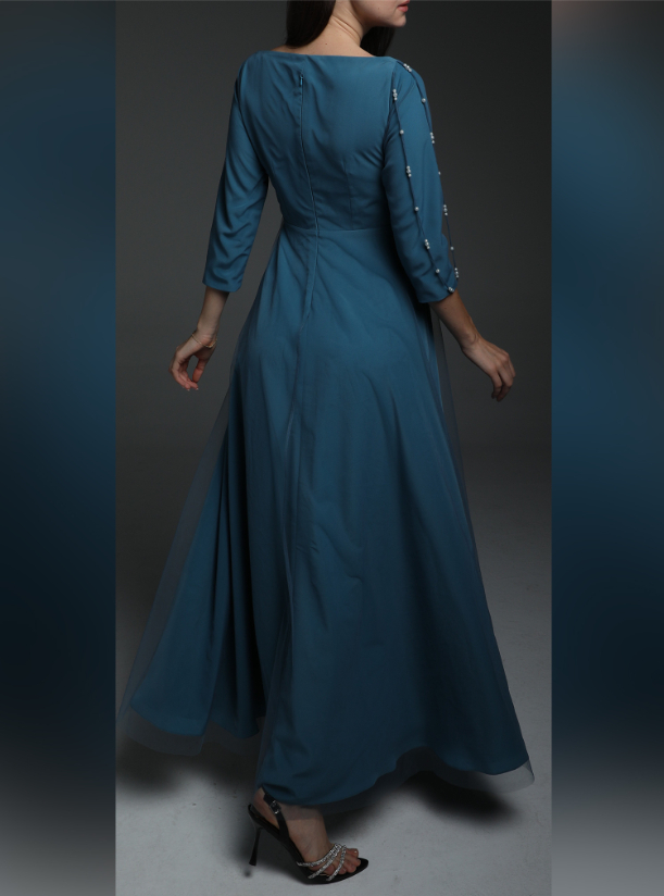 Pearl Piping Dress embellished with handmade pearl piping on the front ...