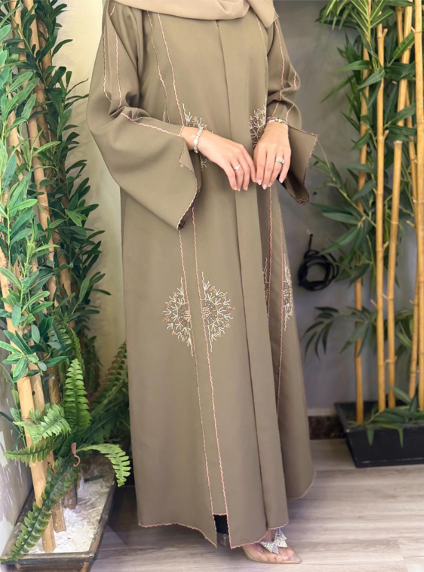 Bs# 1105 Embroidery with beads work abaya with matching headscarf. Abayas from Bondstreet Abaya ...