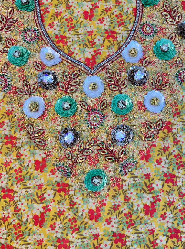 F149 F149 - Cotton Satin Fabric Hand Embroidery Unstitched Mukhawar ...