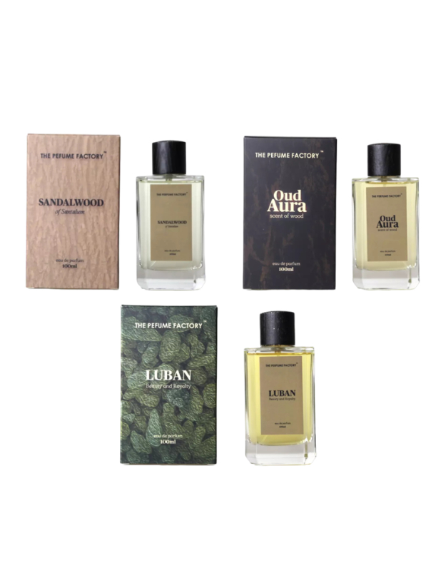 WOOD FRAGRANCES COLLECTION OF 3 BOTTLES - LUBAN & OUD & SANDAL - 100 ML ...